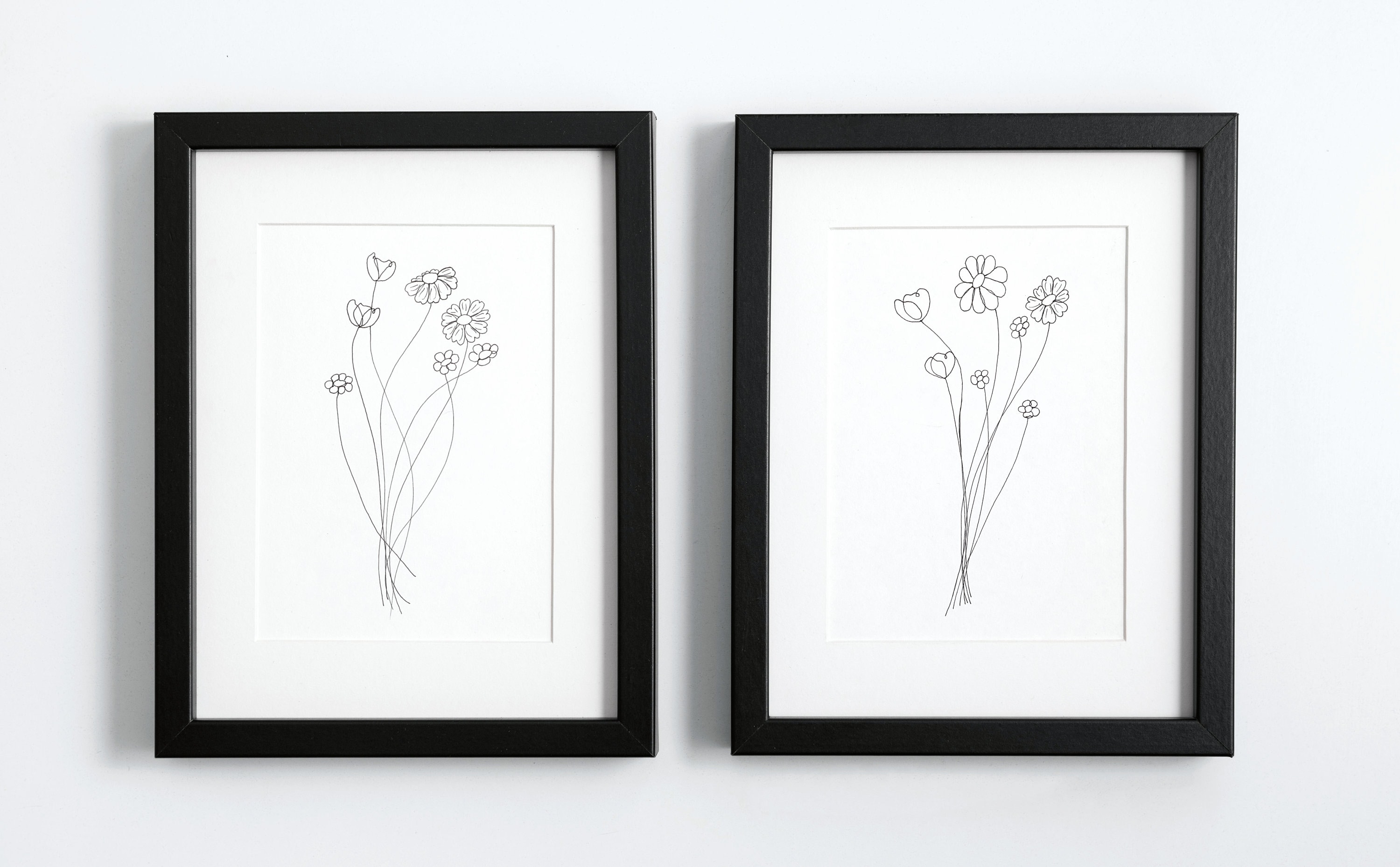 Summer Wildflower Line Art / Set of 3 / Daisy and Poppy Line Art ...