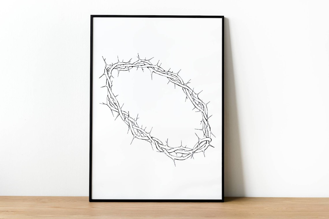Crown of Thorns Art / Easter Printable / Minimalist Religious | Etsy