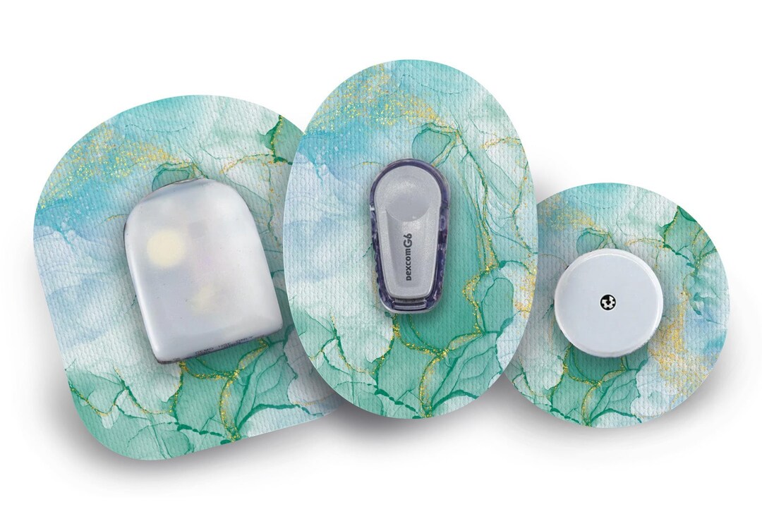 Green Marble Patch for Freestyle Libre, Dexcom G6, Omnipod, & Medtronic Cgms, Waterproof ...
