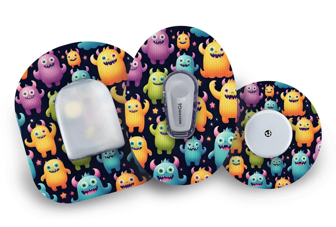 Cute Monsters Patch for Freestyle Libre, Dexcom G6, Omnipod, & Medtronic Cgms, Waterproof ...