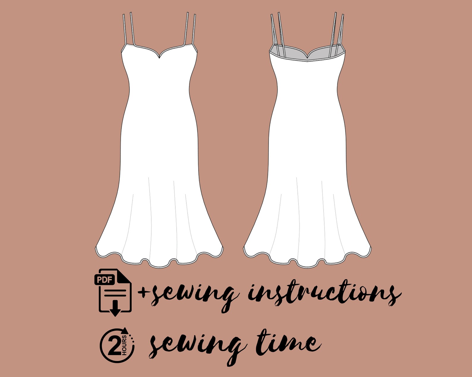 Digital PDF Sewing Pattern | Sewing Instruction for Graduation Dress ...