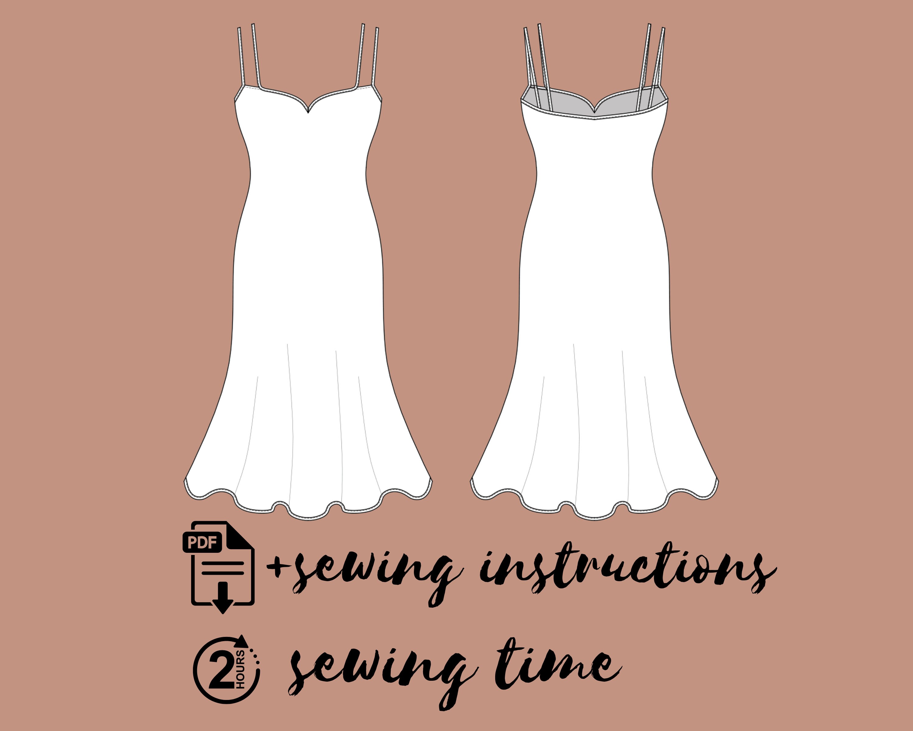 Digital PDF Sewing Pattern | Sewing Instruction for Graduation Dress ...