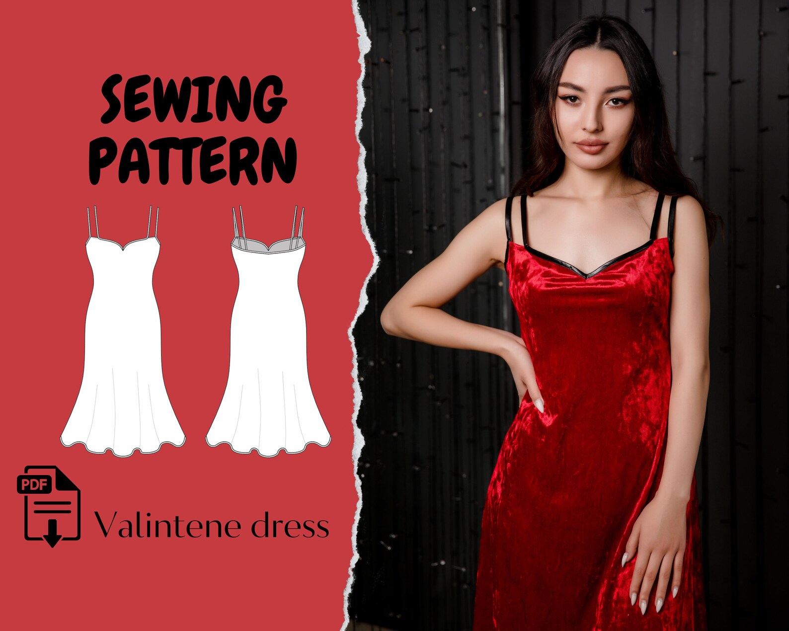 Hot Dress PDF Sewing Pattern | Valentine Dress Sewing Pattern | Instant ...