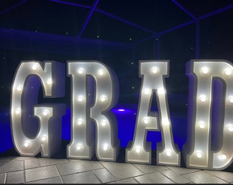 3ft, 4 Ft Marquee Letters GRAD, Large Light up Letters PROM, Giant ...