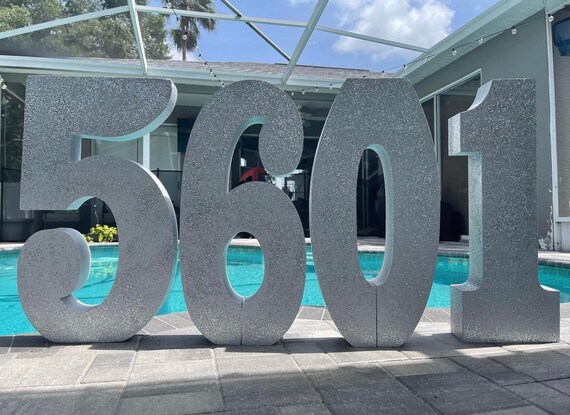Silver Glitter Numbers - Etsy