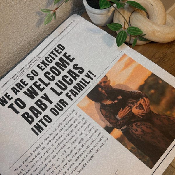 Newspaper Baby Announcement - Etsy