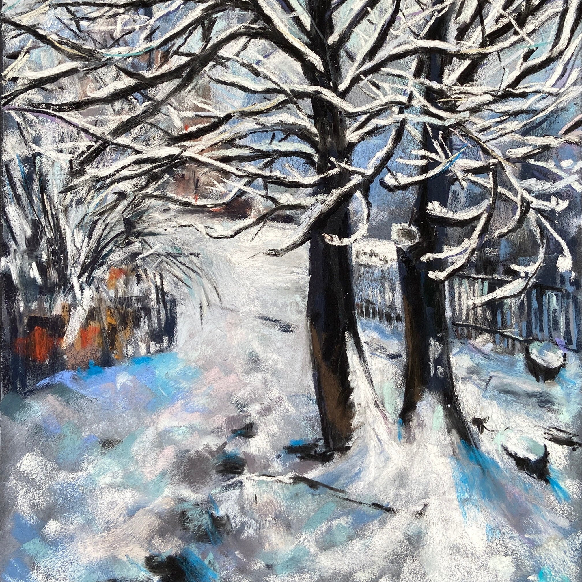 Winter Wall Art, Snowy Landscape Painting, Snow Trees Painting ...