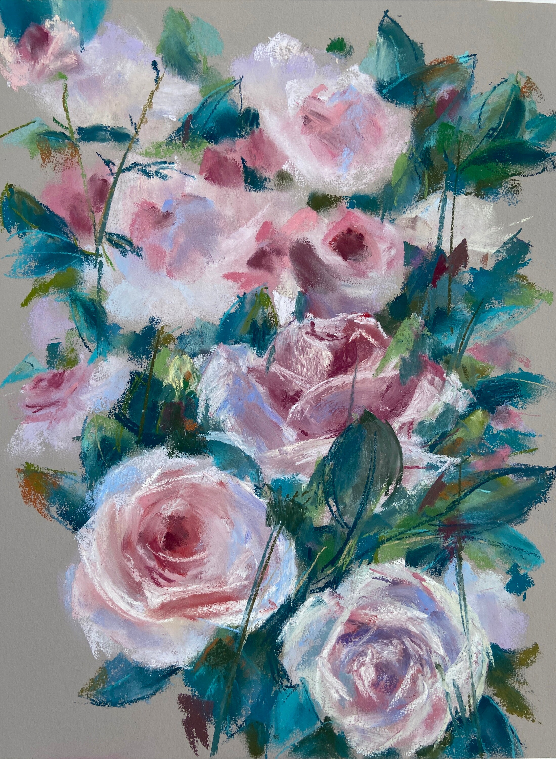Pink Roses Pastel Painting, Original Art, Artwork - Etsy