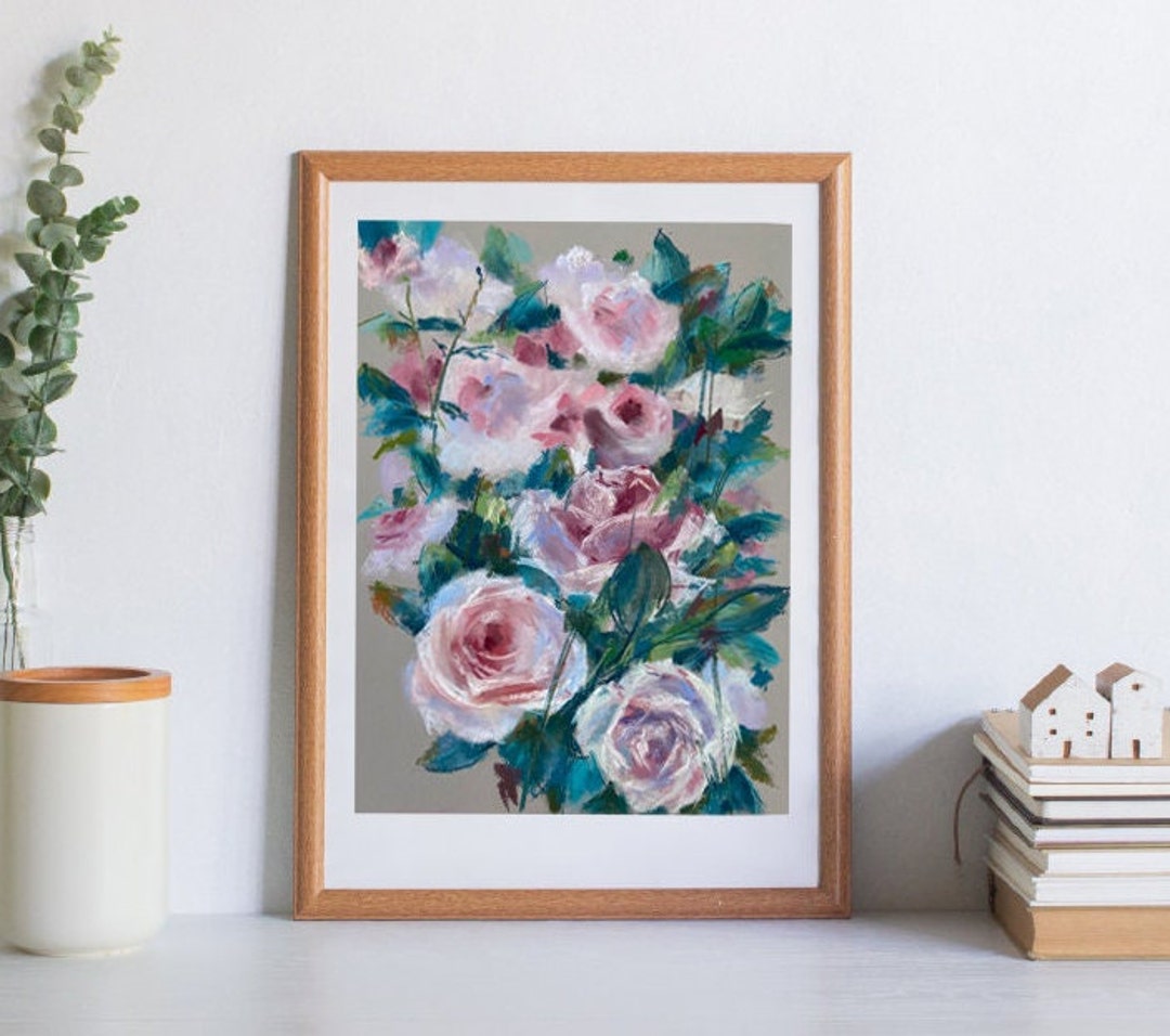 Pink Roses Pastel Painting, Original Art, Artwork - Etsy