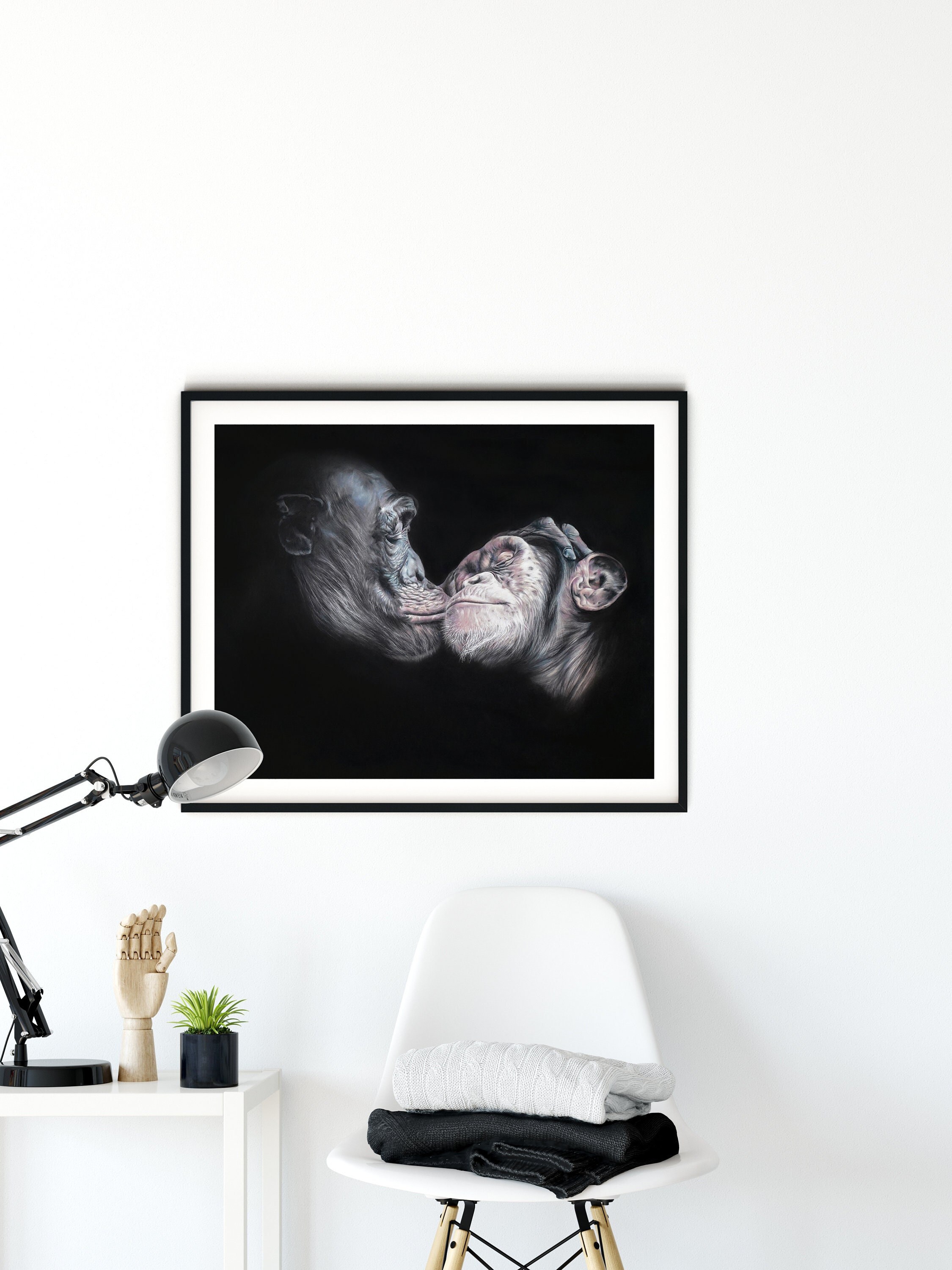 Monkeys Painting. Wildlife Original Art. Soft Pastel Artwork of a ...