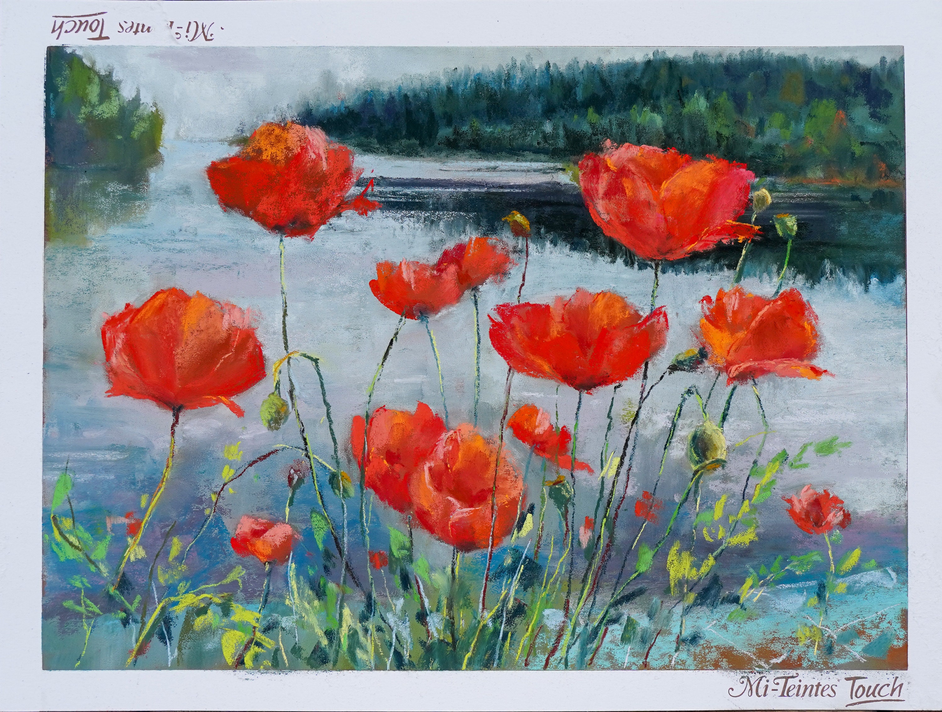 Red Poppies Pastel Painting, Original Art, Flowers Artwork, Wall Art ...