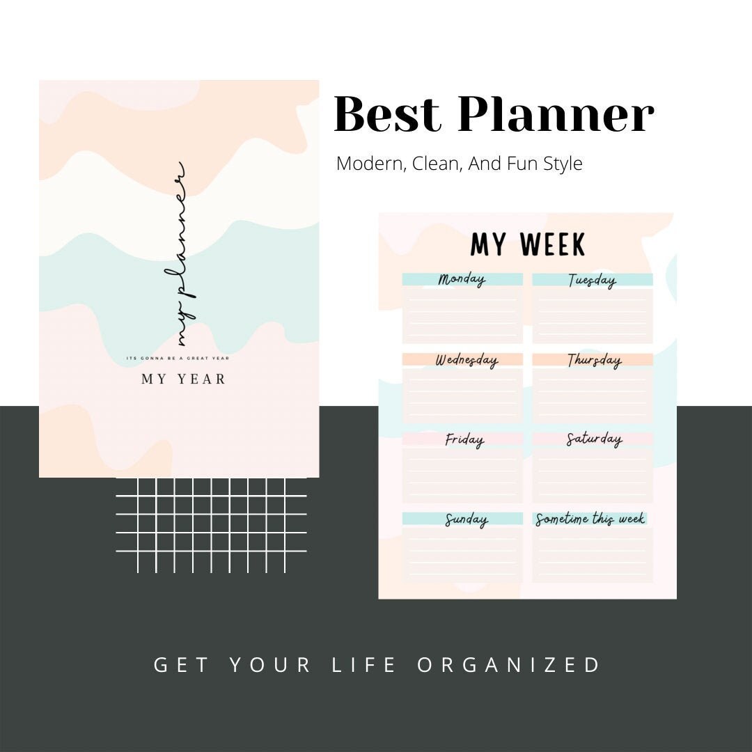 Best Downloadable Pastel Cute Fun Simple Monthly, Weekly, and Daily ...