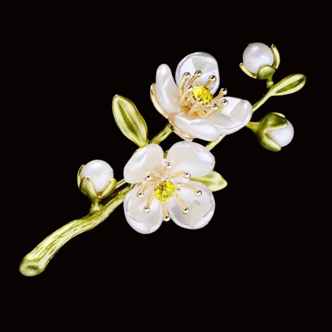 Green Jasmine Flower Brooch | Retro Plant Corsage Pin | Suit Lapel ...