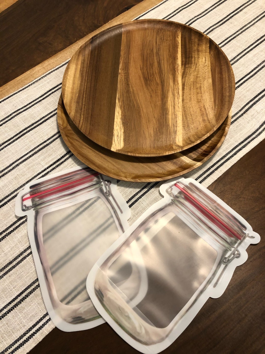 Large Wood Solid Wooden Pan Round Plates 25cm, Handmade Wooden Plates ...