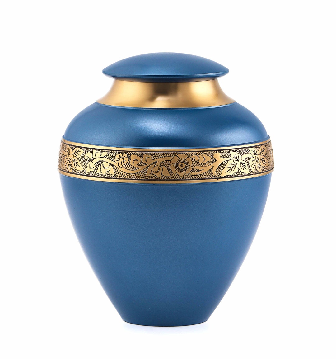 Glorious Golden Blue Adult Cremation Urn for Human Ashes - Cremation ...