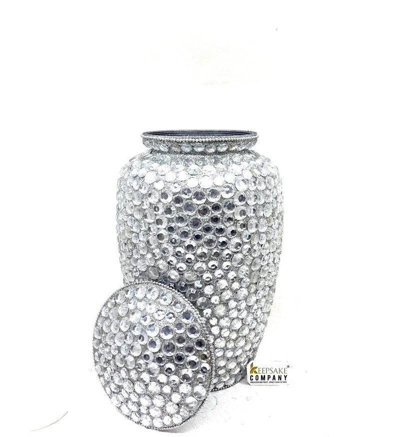 Mosaic Glass Cremation Urn – Silver Funeral Ash Urn, Adult Size - Etsy