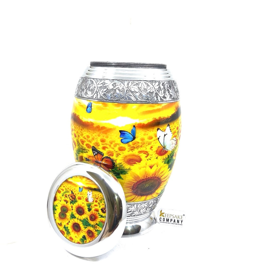 Sun Flower Cremation Urn for Ashes - Funeral Urn for Human - Urn for ...
