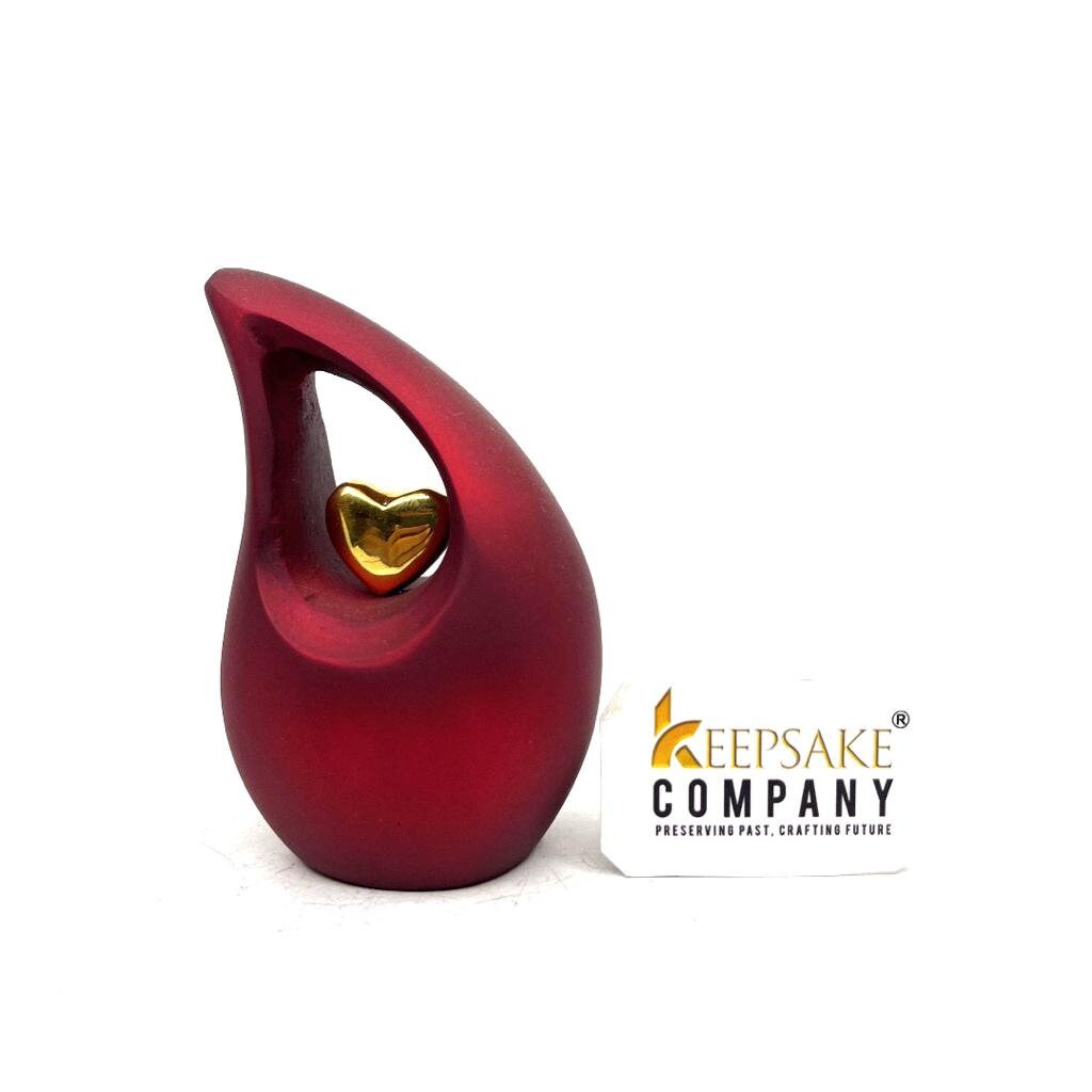 Red Teardrop Small Urns for Human Ashes With Heart Mini Urns - Etsy