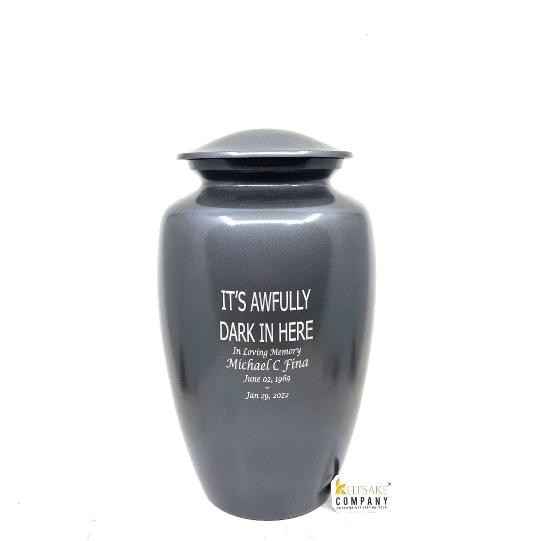 Custom Engraved It's Awfully Dark in Here Classic Cremation Urn - Urn ...