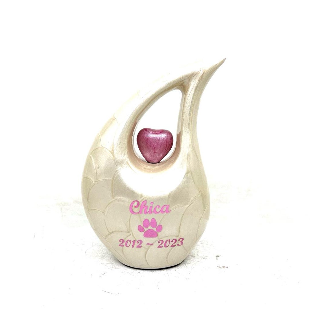 White Pink Pearl Pet Urn - Pet Urns for Dogs Ashes - Dog Urn - Dog Urns ...