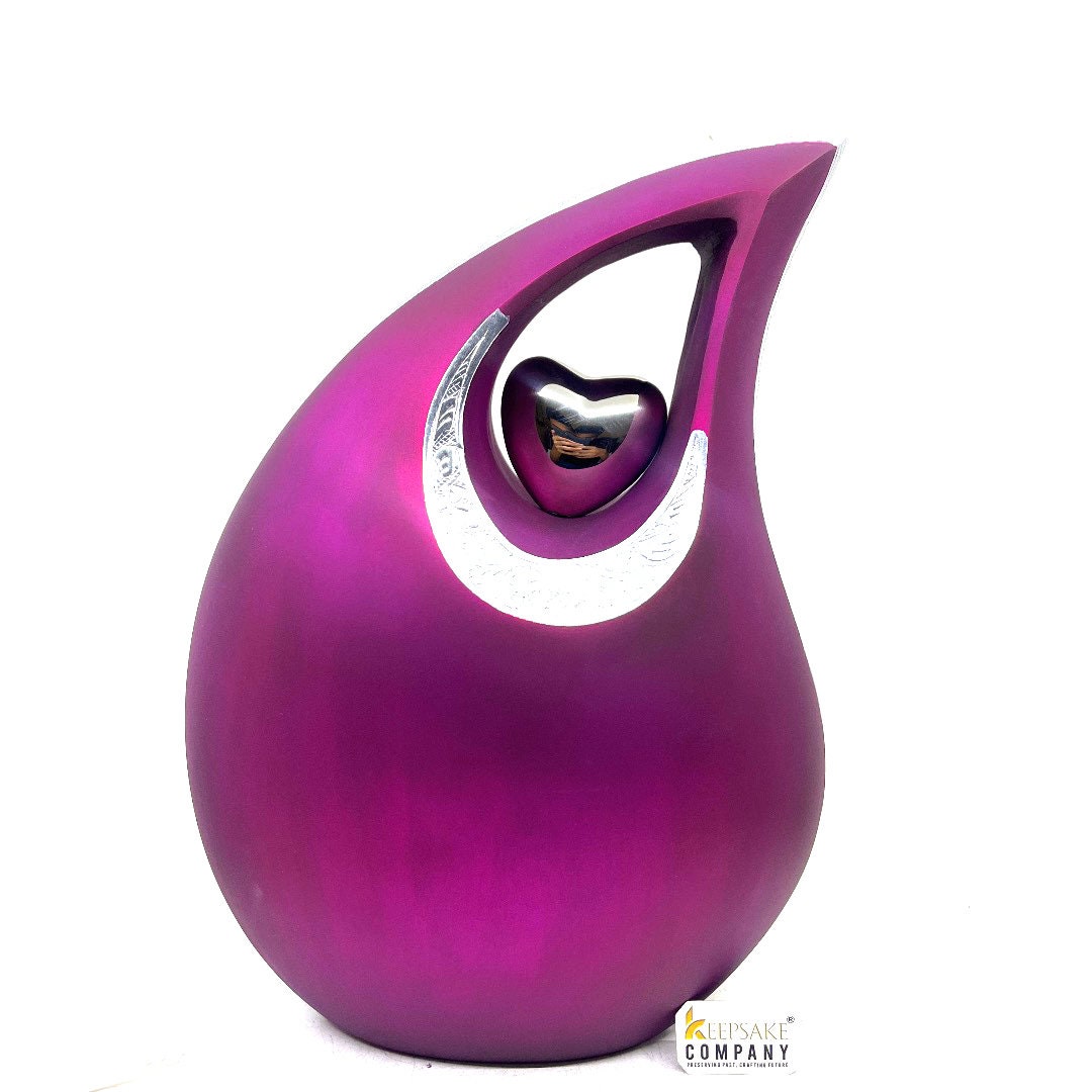 Extra Large Teardrop Urn - Customizable Heart Insert & Font, 13" Extra ...