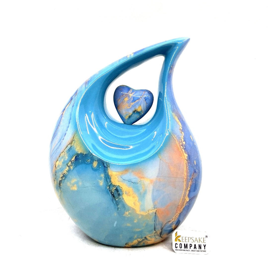 Multicolored Marble Teardrop Urn - Urns for Ashes - Urns for Human ...