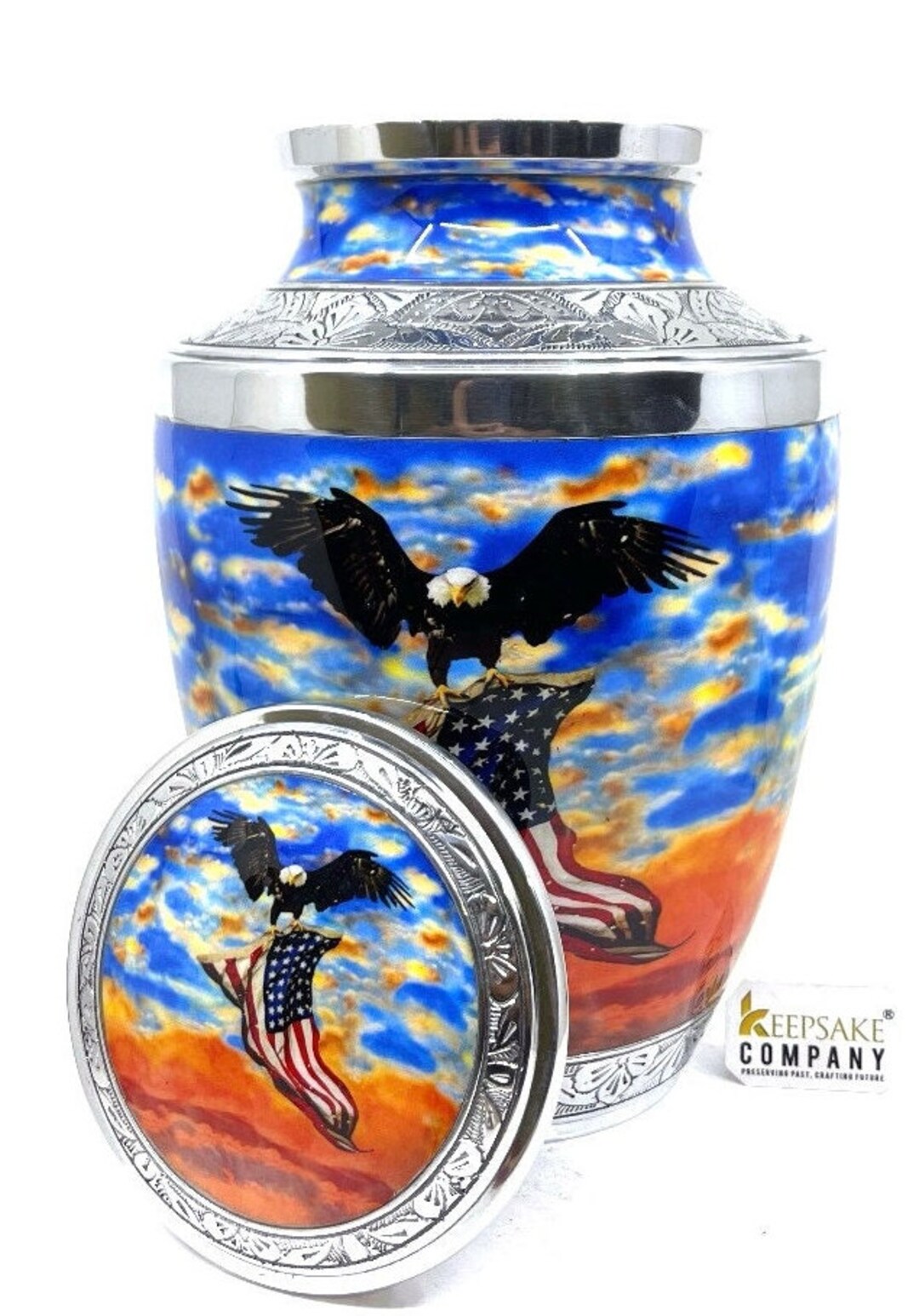 Bald Eagle Patriotic Cremation Urn - Funeral Urn for Human Ash - Urn ...