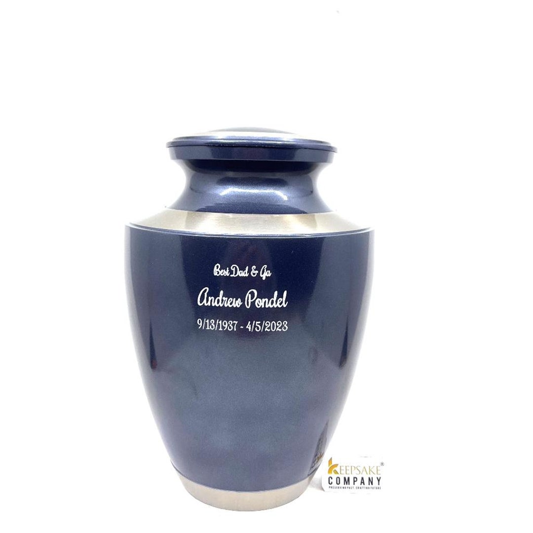 Blue Silver Adult Urn for Ashes , Urn, Urns for Human Ashes, Cremation ...