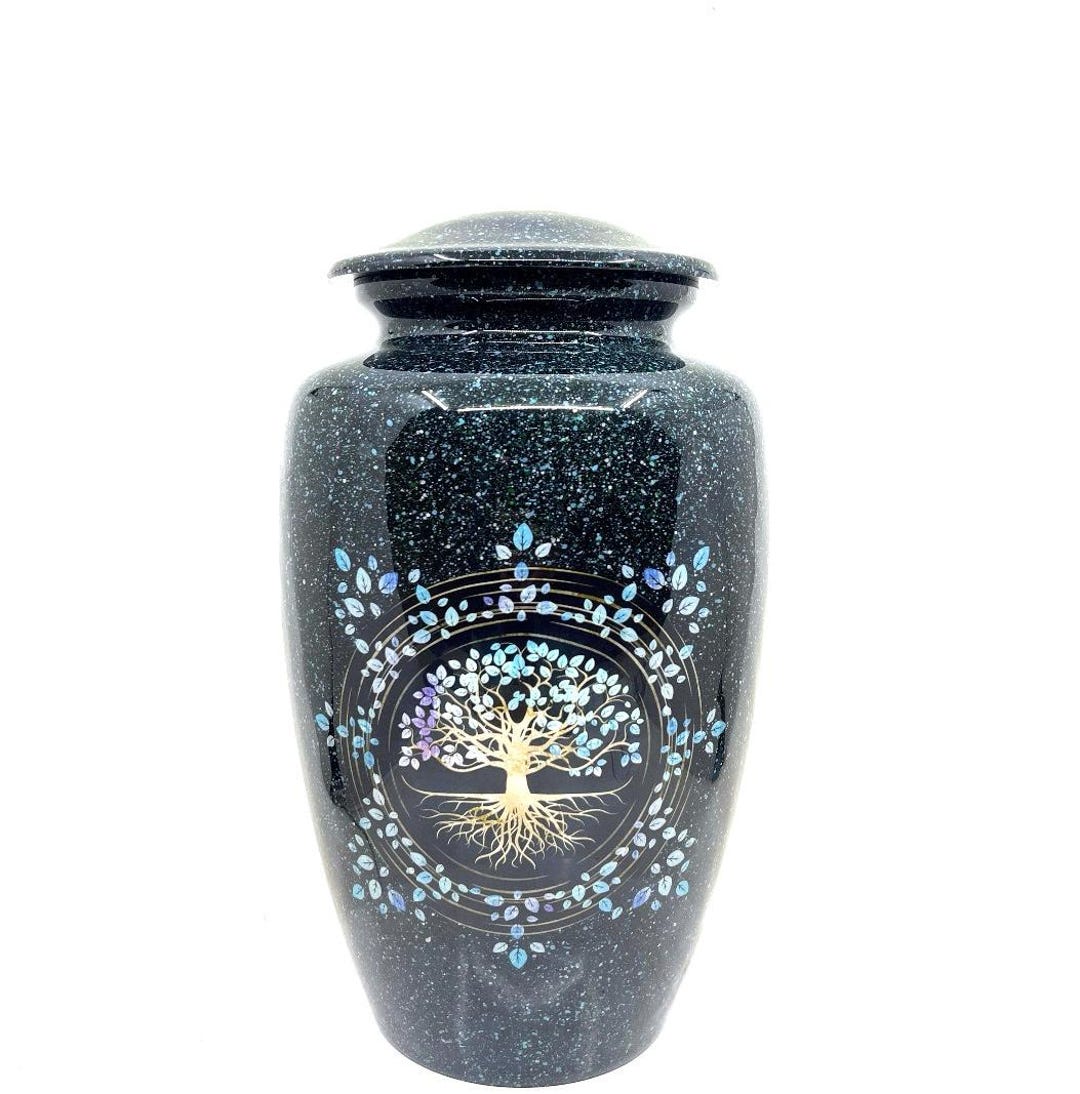 Tree of Life Cremation Urn | Handcrafted Metal Urn, Velvet Bag - Etsy