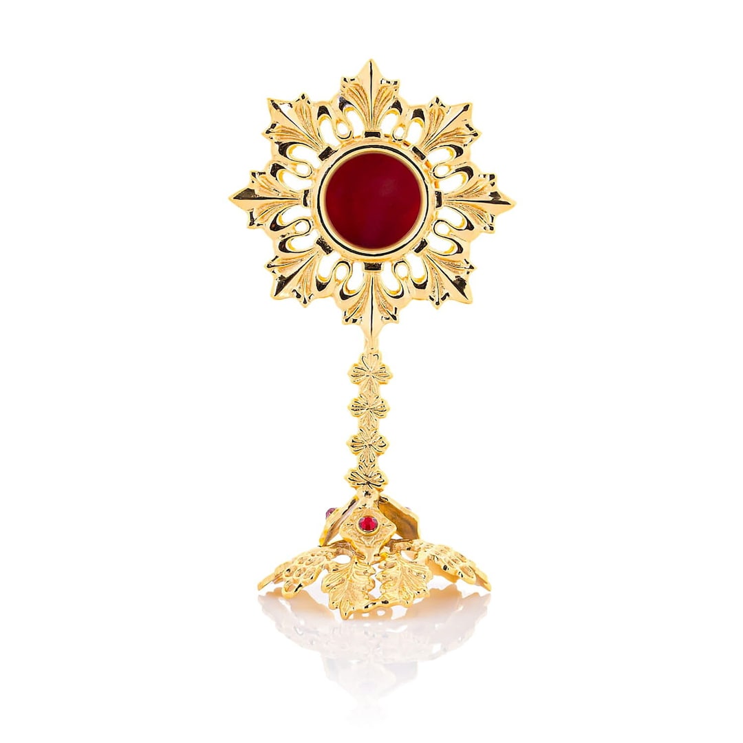 Reliquary Brass 24K Gold Plated Monstrance Sacred Vessel Relic Case ...