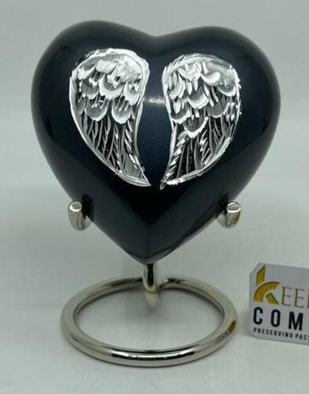 Keepsake Company's Heart Shaped Mini Urns With Stand and Bag Engraved ...