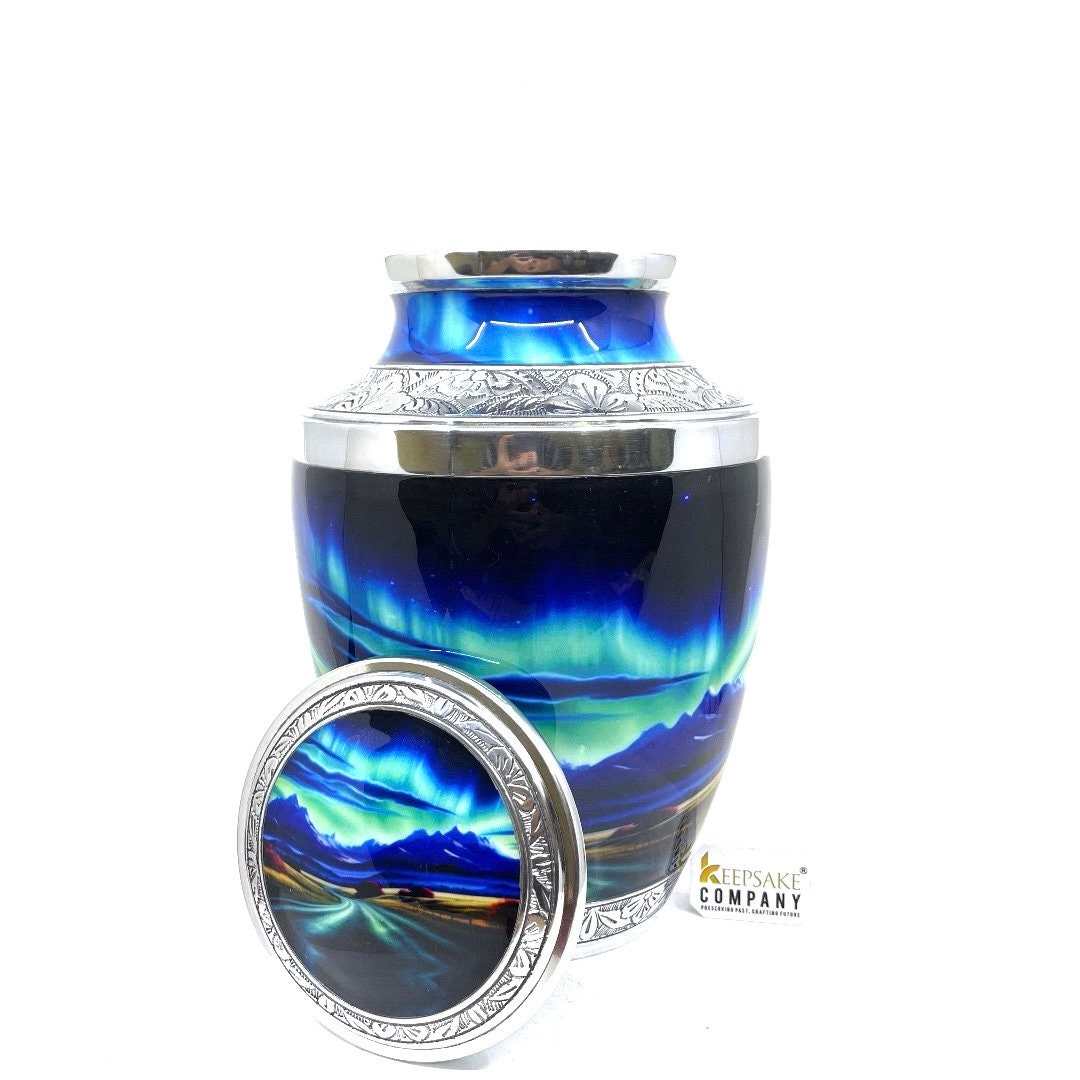 Aurora Borealis Funeral Urn - Northern Light Cremation Urn for Human ...