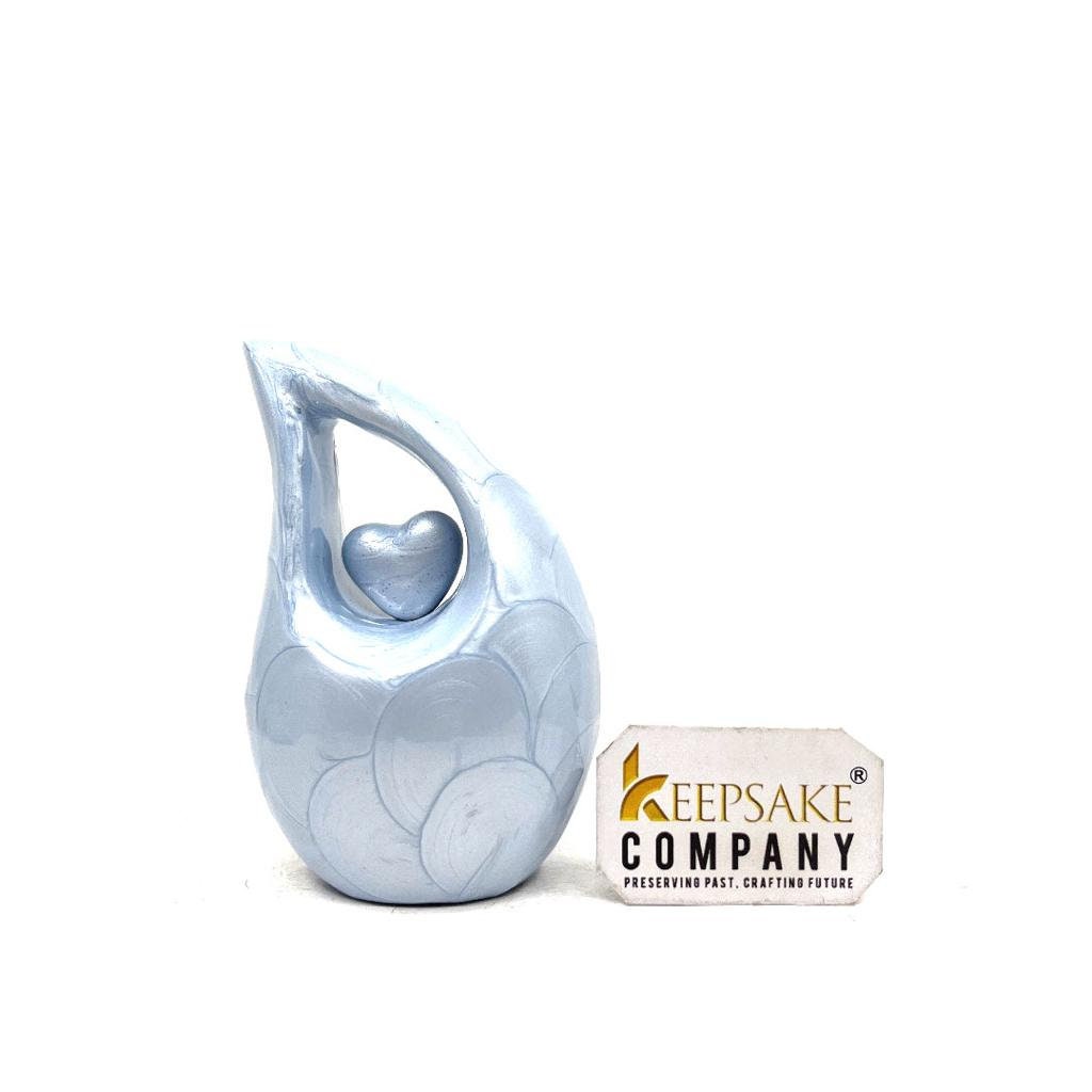 Light Blue Teardrop Mini Cremation Urn With Light Blue Heart - Etsy