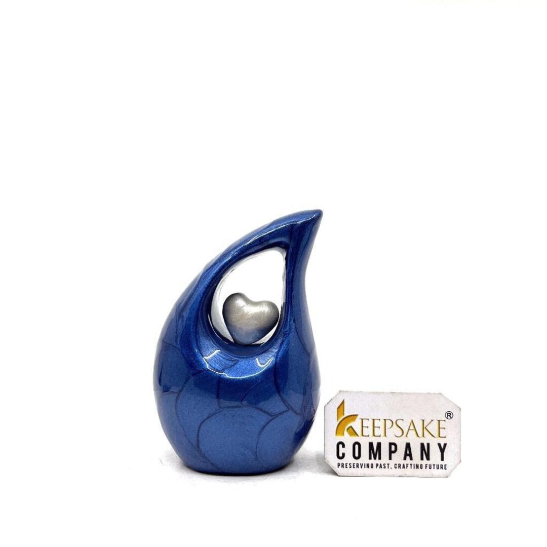 Roman Blue Teardrop Mini Cremation Urn – White Heart Ash Urn - Etsy