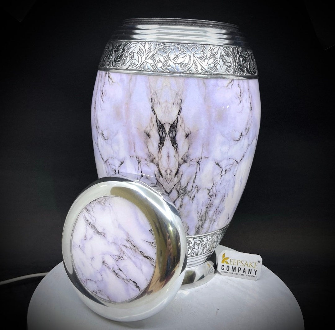 White Marble Cremation Urn - Funeral Urn for Human Ash - Urn for Ashes ...