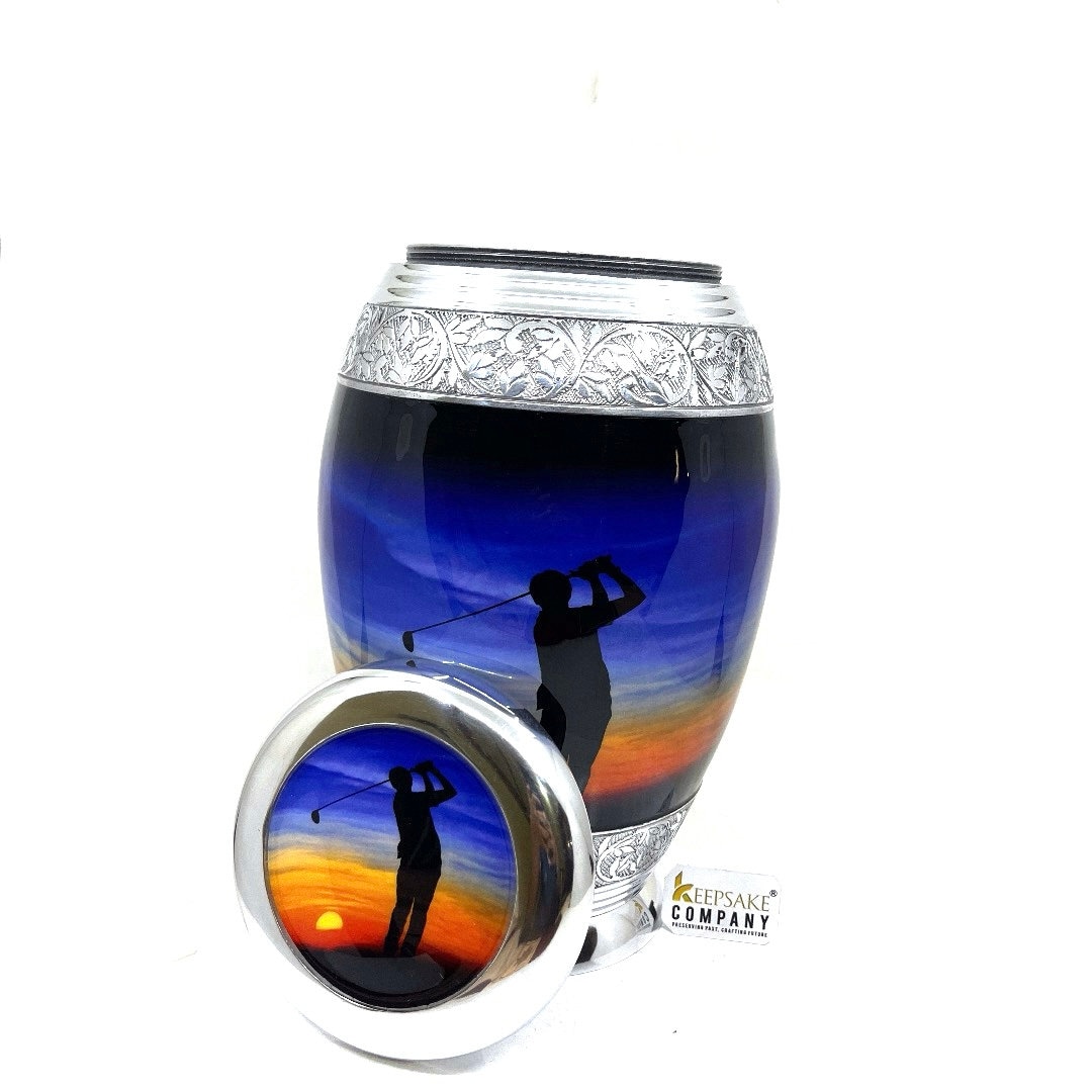 Blue Golf Cremation Urn - Funeral Urn for Human Ash - Urn for Ashes ...