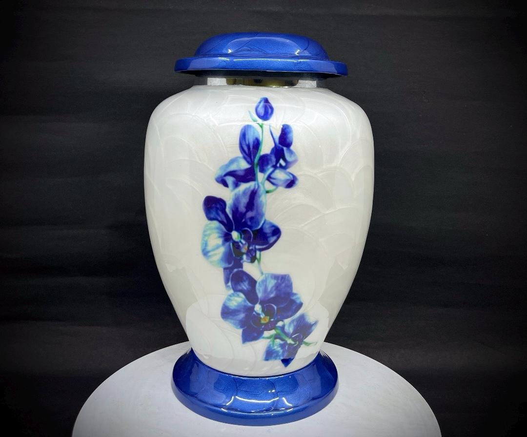 Blue Flower Cremation Urn for Ashes – Handcrafted Adult Memorial Urn - Etsy