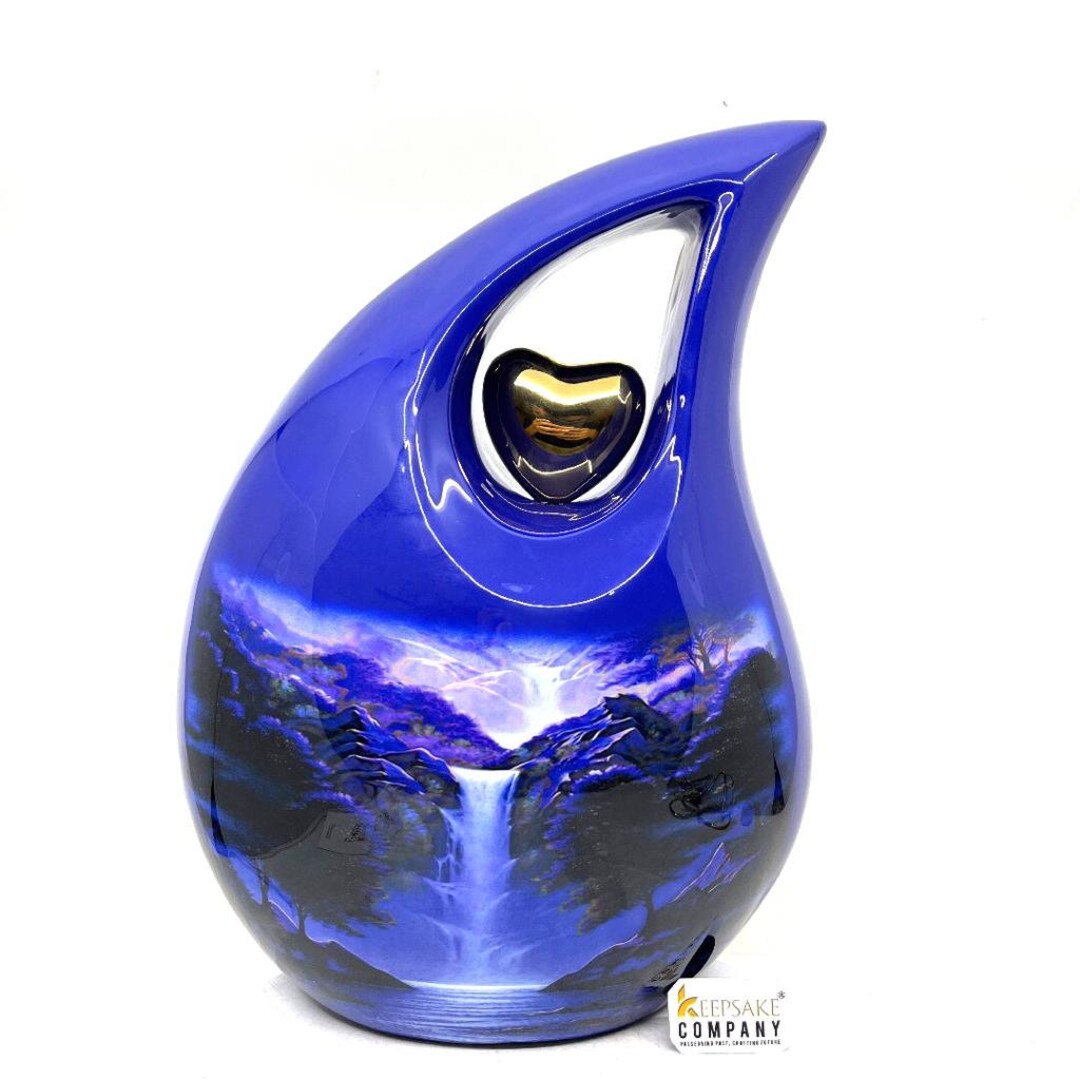 Extra Large / Adult Blue Cremation Urns for Ashes - Adult Urn - Funeral ...