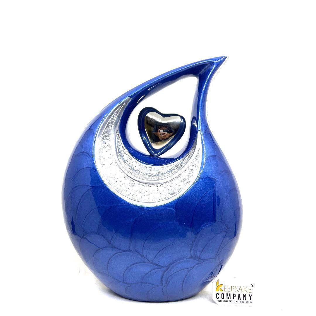 Blue Teardrop Cremation Urn With Heart – Adult Memorial Keepsake - Etsy