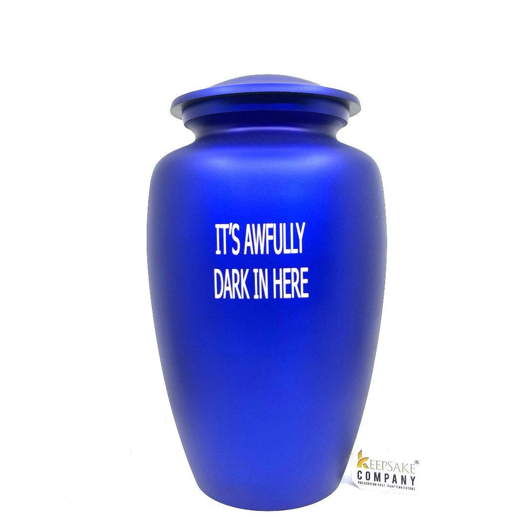 Custom Engraved Blue It's Awfully Dark in Here Cremation Urn for Ashes ...