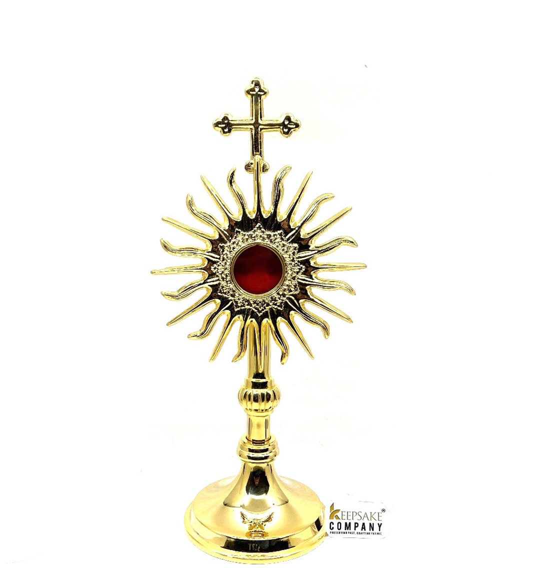 Sun Burst Brass Reliquary in 24 Carat Gold Plating - Small Reliquary ...