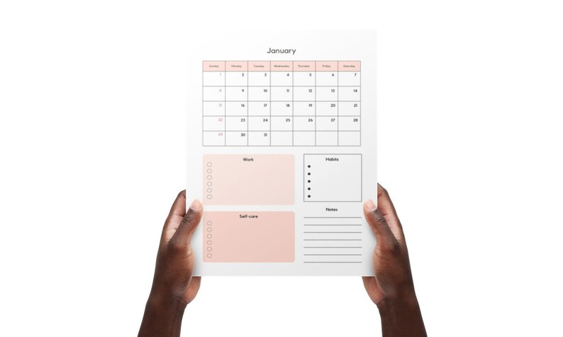 Undated Monthly Planner Printable, Month on Two Pages, Month at a ...
