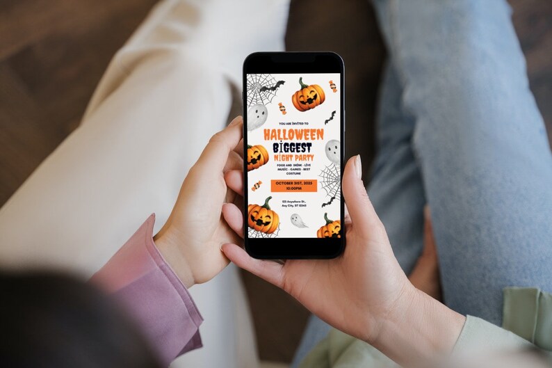 Halloween Party Invitation, Canva Template, Kids Spooky Night Party ...