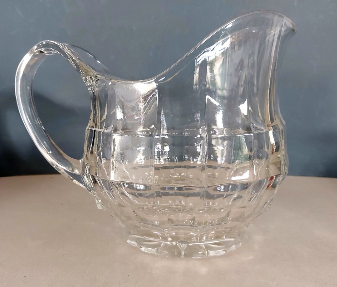 Vintage Large Pressed Glass Jug, Wonderful Wide Shape, Perfect for ...