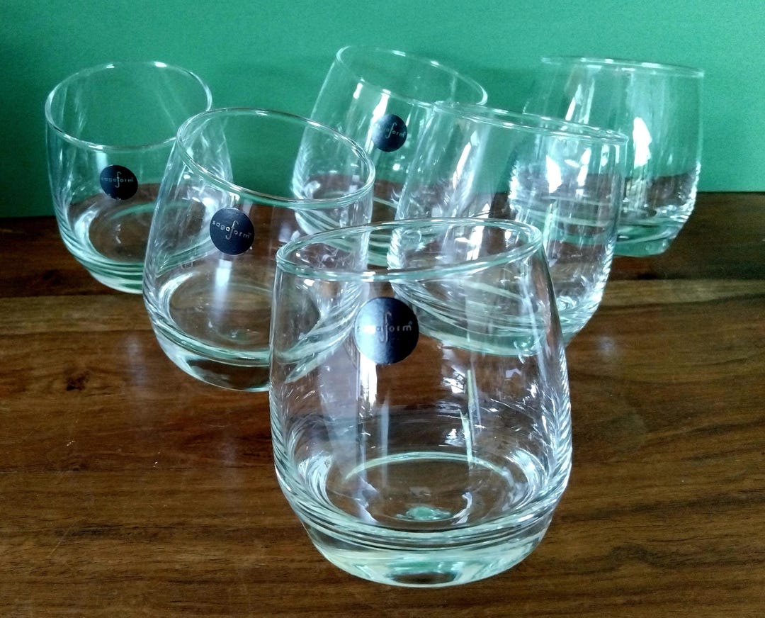 6 Vintage Sagaform Wobbly Whisky Glasses or Ships Glasses With Domed ...