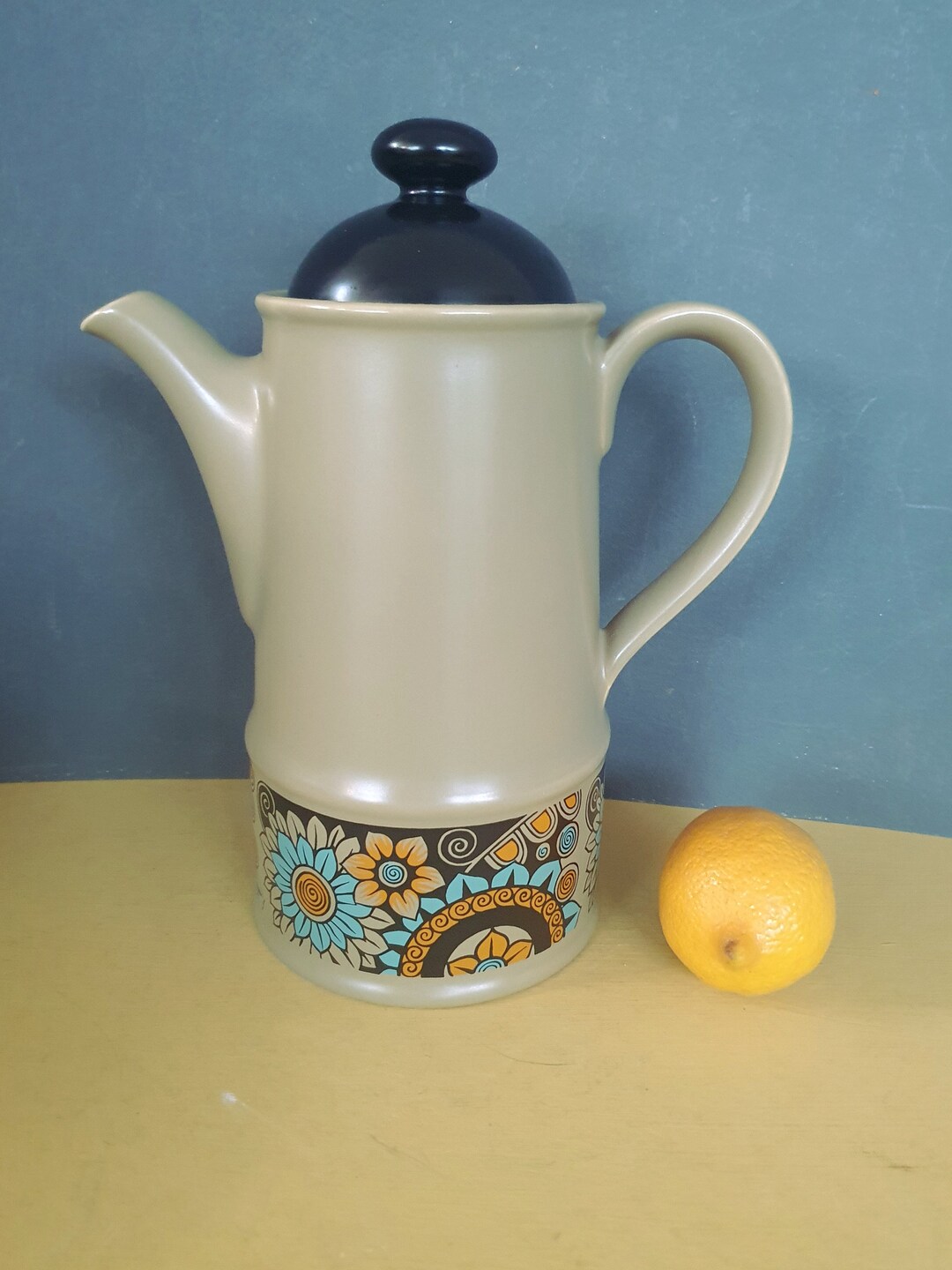Vintage Sadler Olive Green Floral Teapot, 1970s Staffordshire Ceramic ...