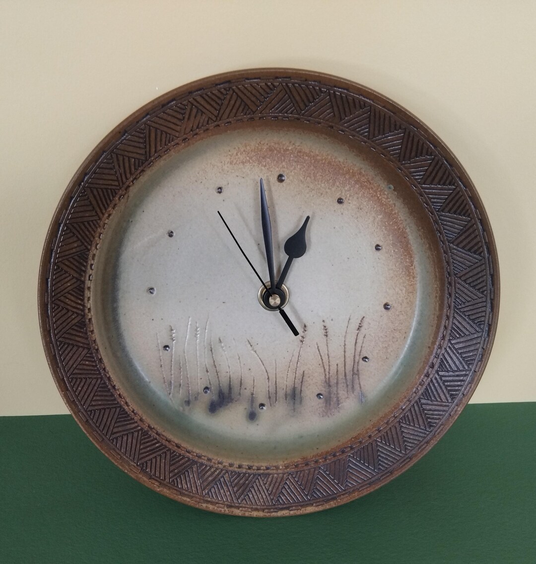 Vintage Finnish Ceramic Wall Clock With Meadow Design and Geometric ...