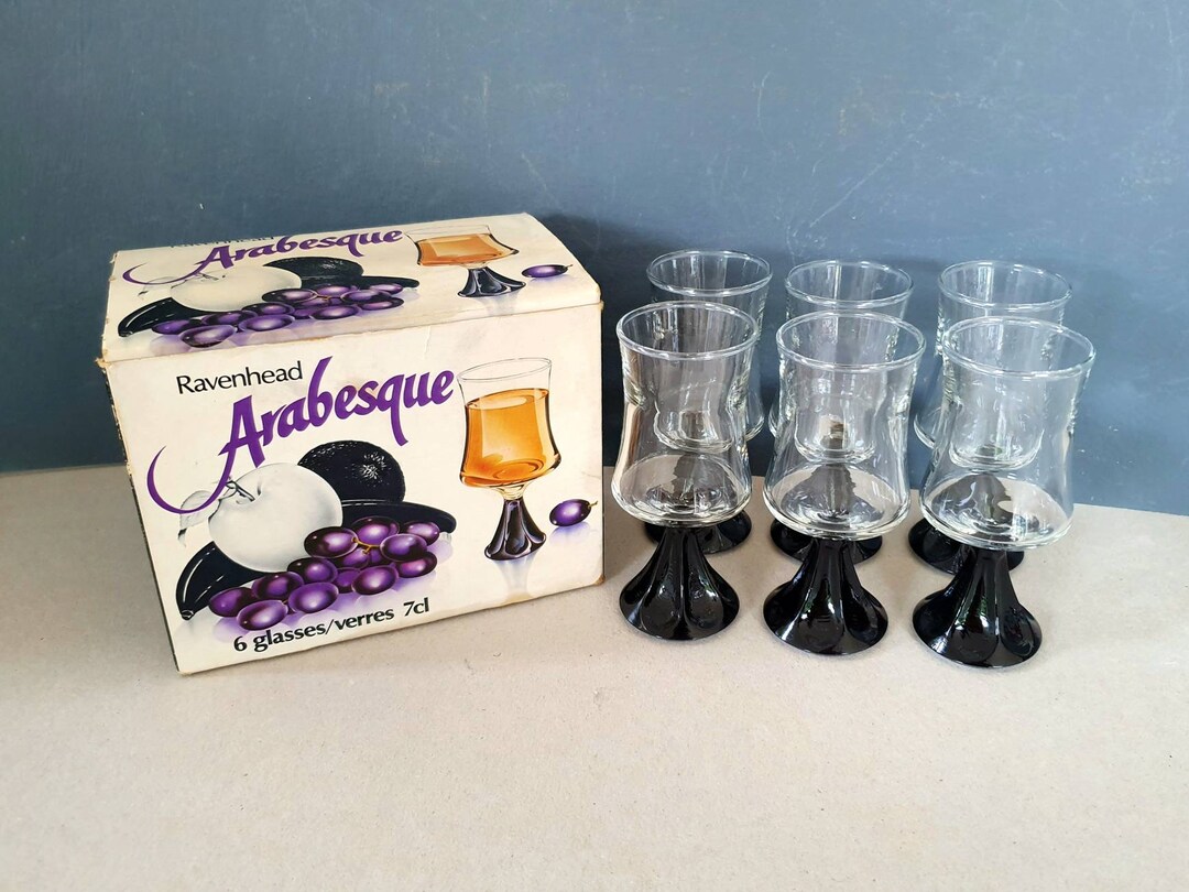Vintage Ravenhead Arabesque Liqueur Glasses, Mid-century Barware, Set ...