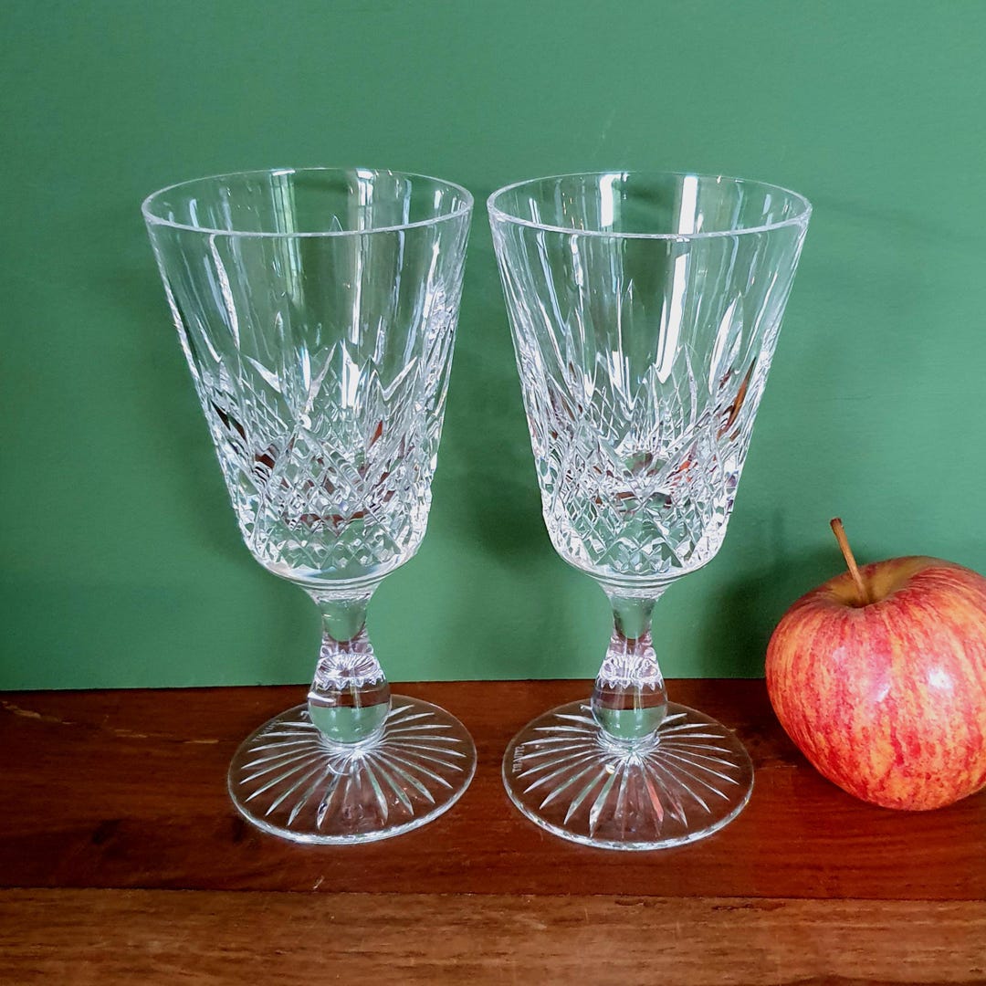A Pair of Vintage Stuart Crystal 4fl Oz Wine Glasses in Hamilton Cut ...