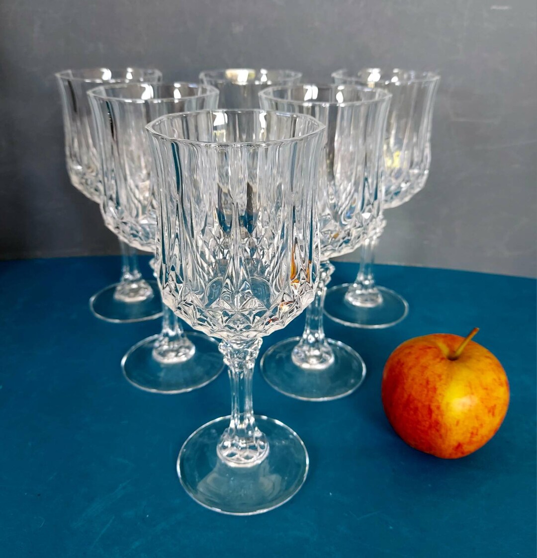 Set of 6 Vintage Cristal D'arques Longchamps Crystal Wine Glasses ...